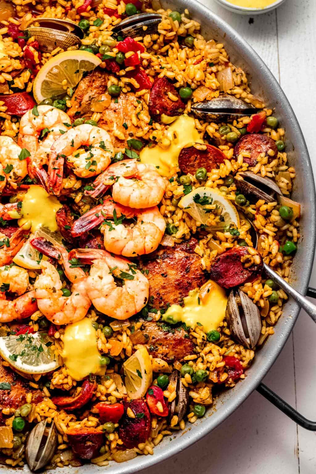 Easy Seafood Paella with Saffron Aioli