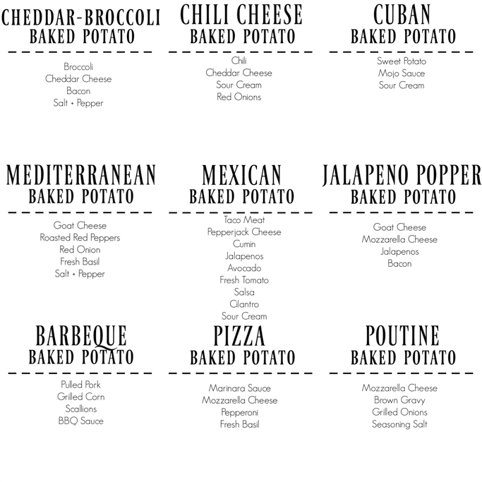 Baked Potato Bar How To With Free Printable Platings Pairings
