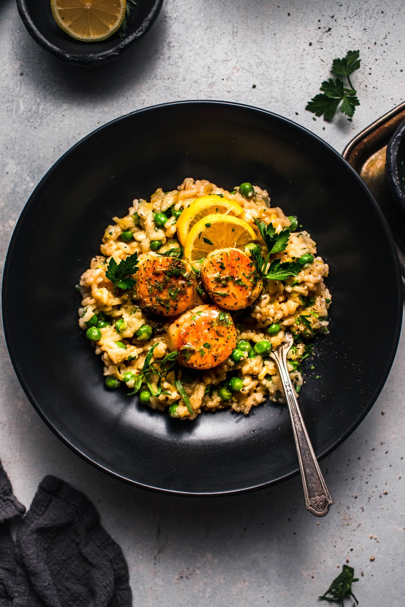 Scallop Risotto Recipe with Sweet Peas and Lemon