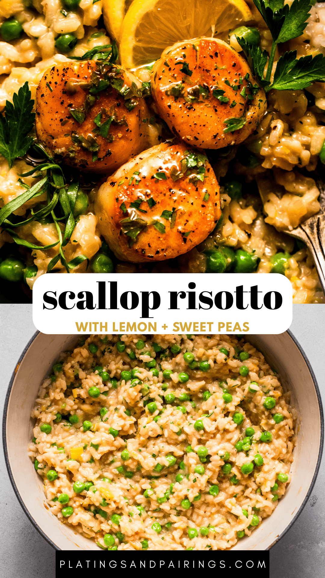 Scallop Risotto Recipe with Sweet Peas and Lemon