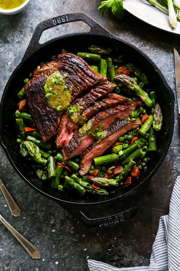 One-Skillet Steak and Spring Vegetables with Mint Mustard Sauce ...