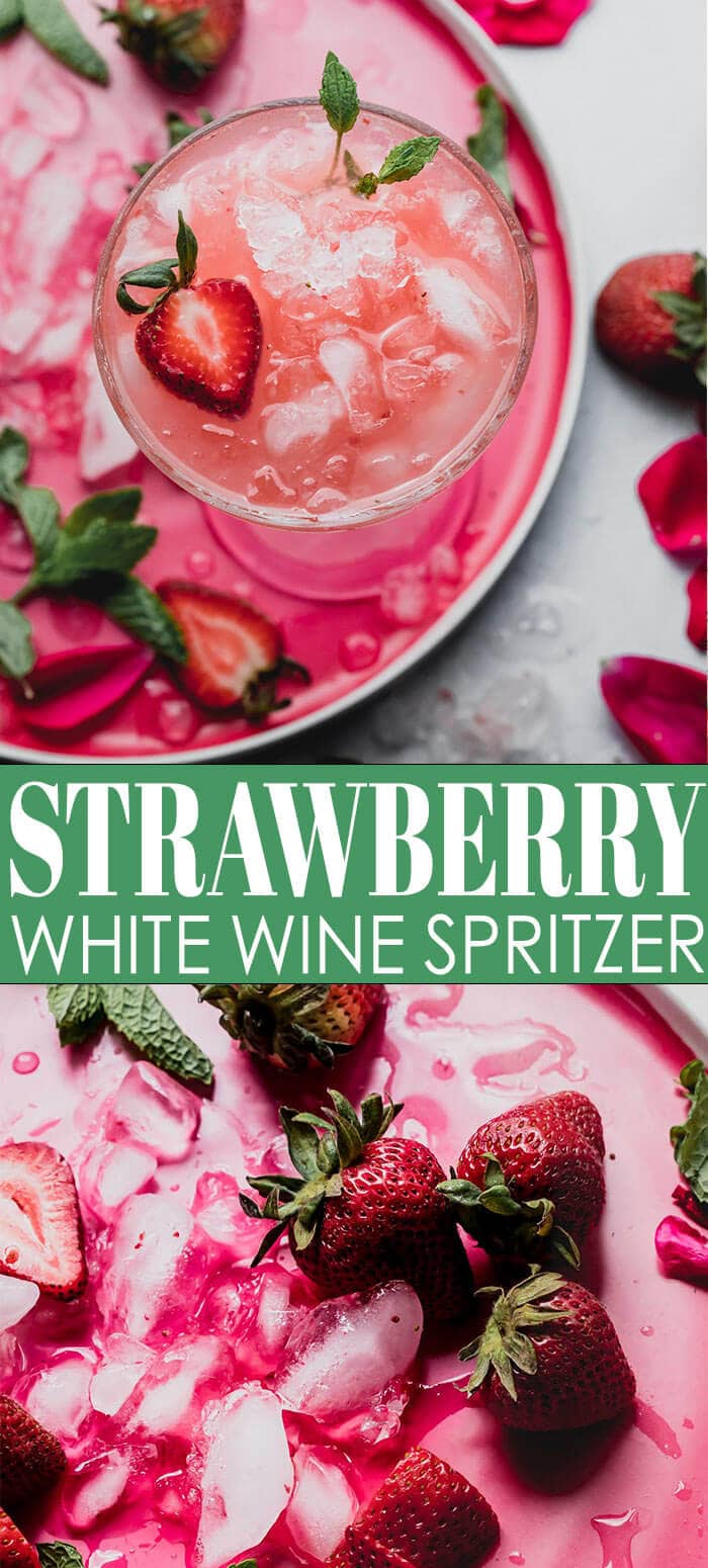 Strawberry White Wine Cocktail (Wine Spritzer) - Platings + Pairings