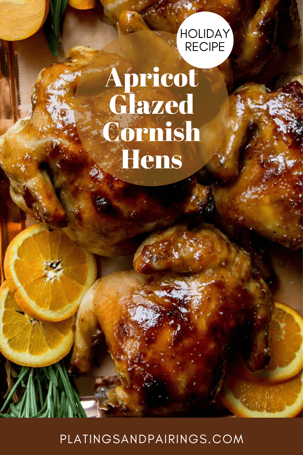 Cornish Game Hen Recipe with Apricot Glaze - Platings + Pairings