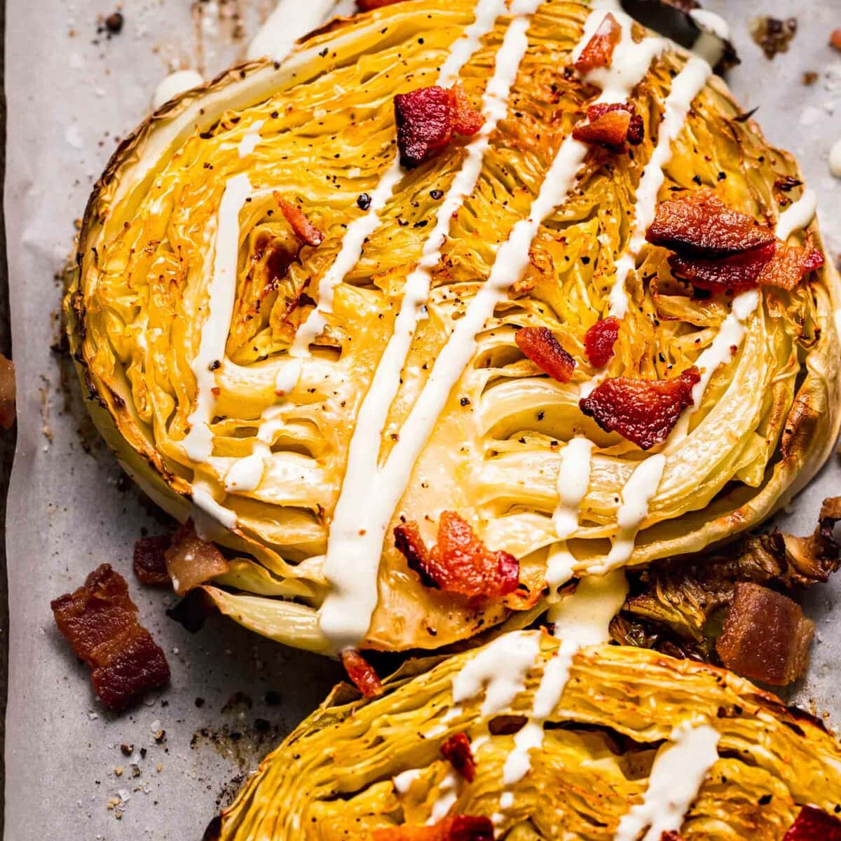 Cabbage Steaks with Bacon & Creamy Mustard Sauce - Platings + Pairings