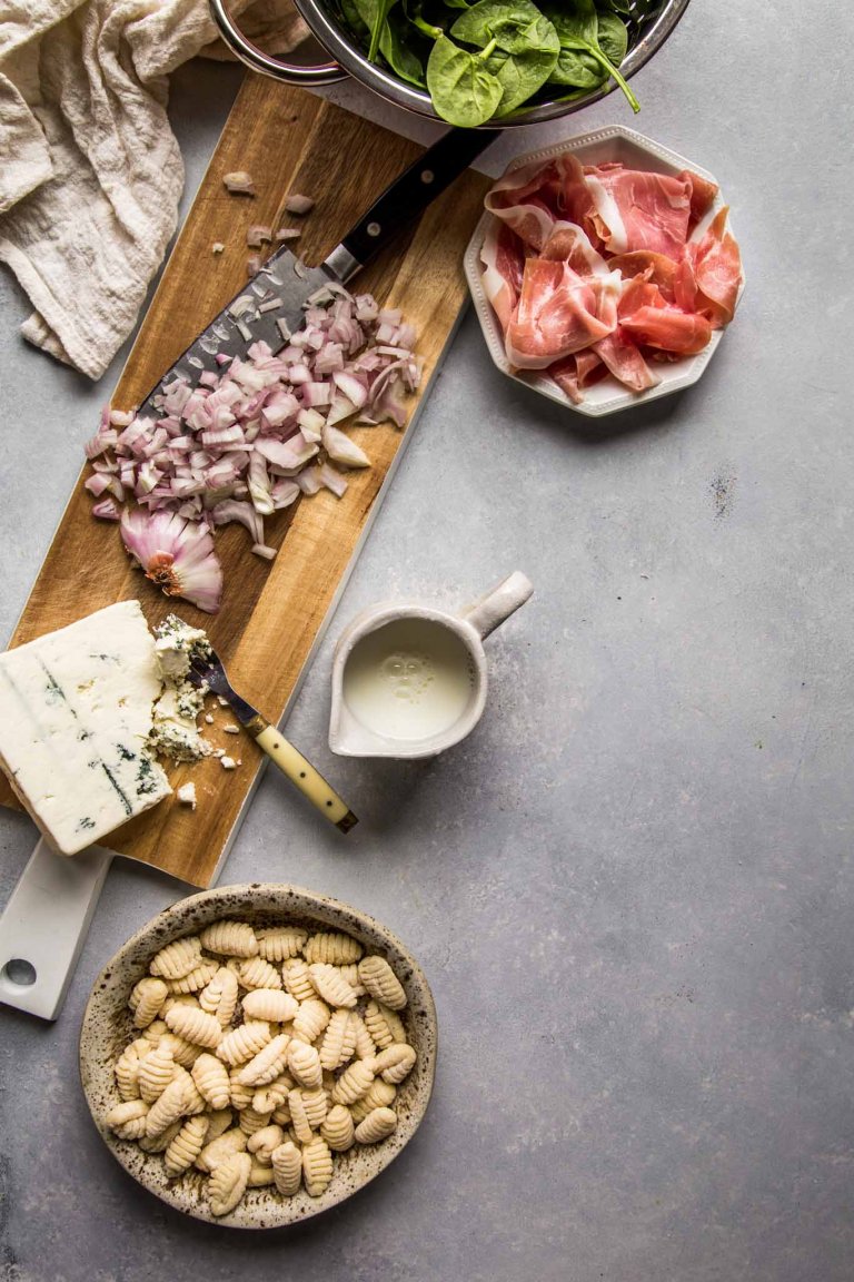 Blue Cheese Gnocchi with Frizzled Prosciutto - Platings + Pairings