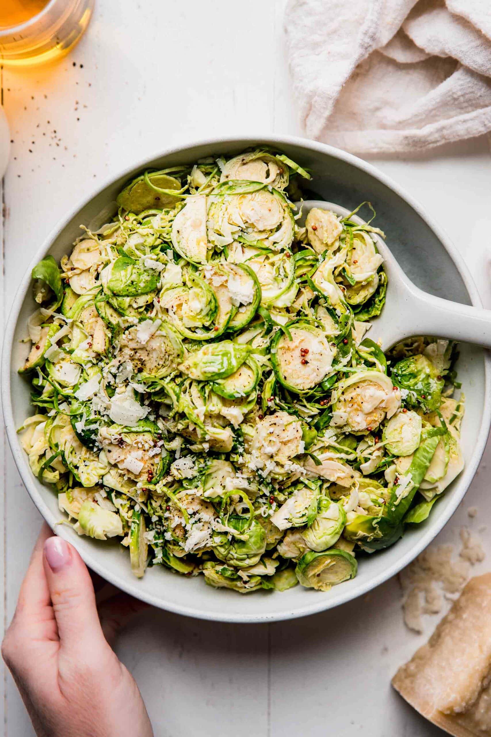 Shaved Brussels Sprouts Salad with Tangy Red Wine Vinaigrette