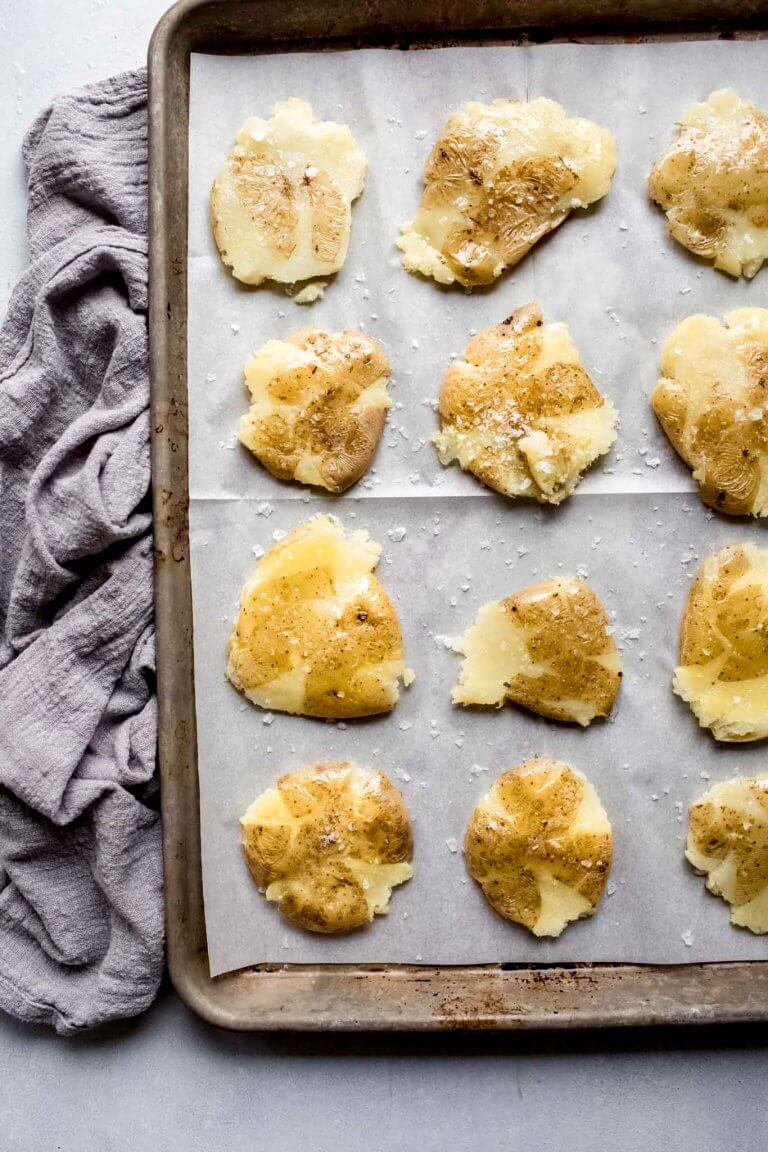 Smashed Potatoes with Mojo Sauce