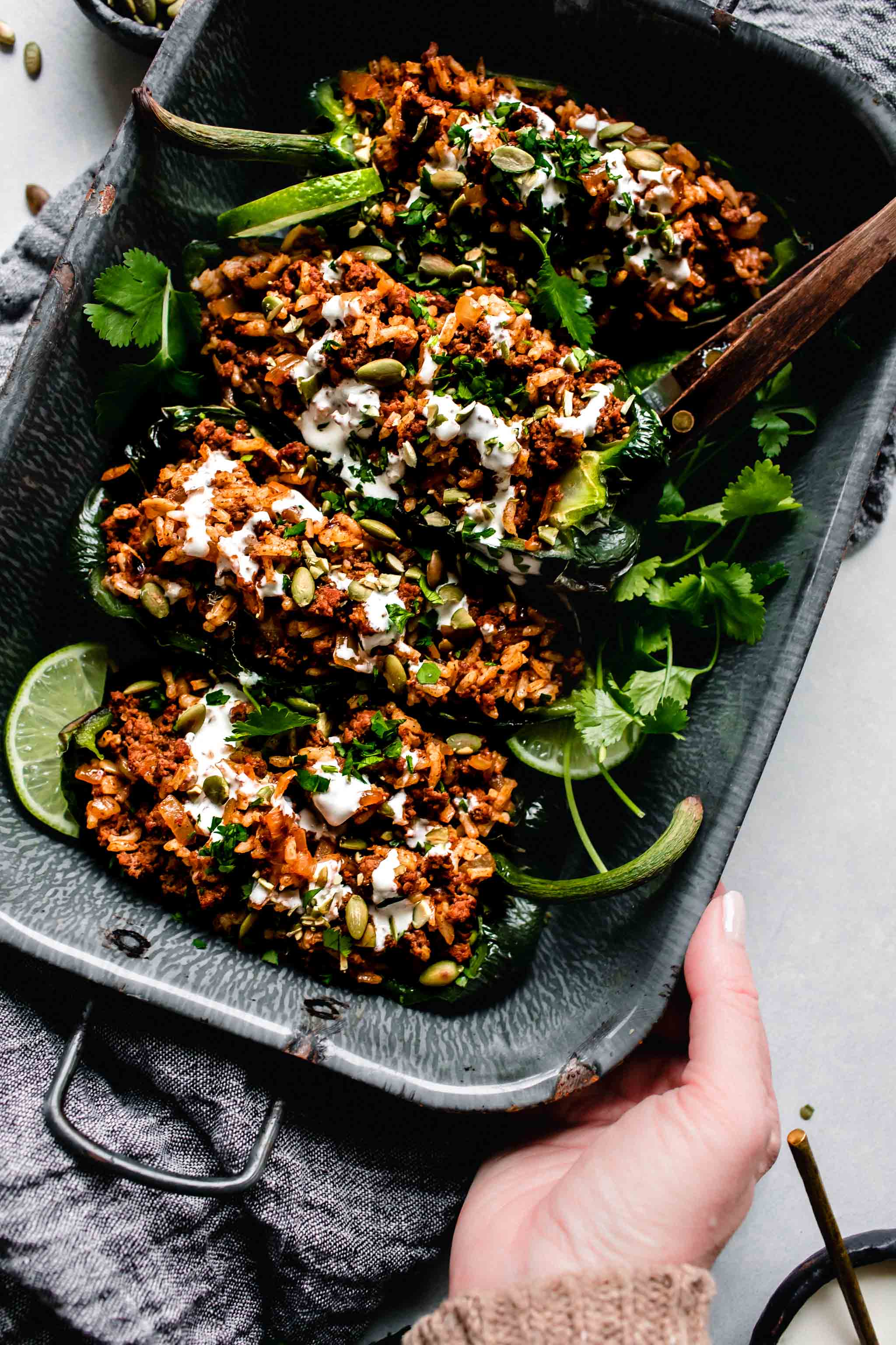 Stuffed Poblano Peppers with Lime Crema | Platings + Pairings