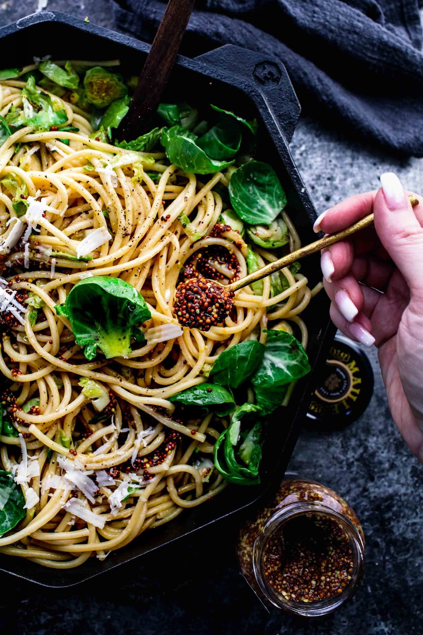 Brussels Sprouts Pasta with Parmesan