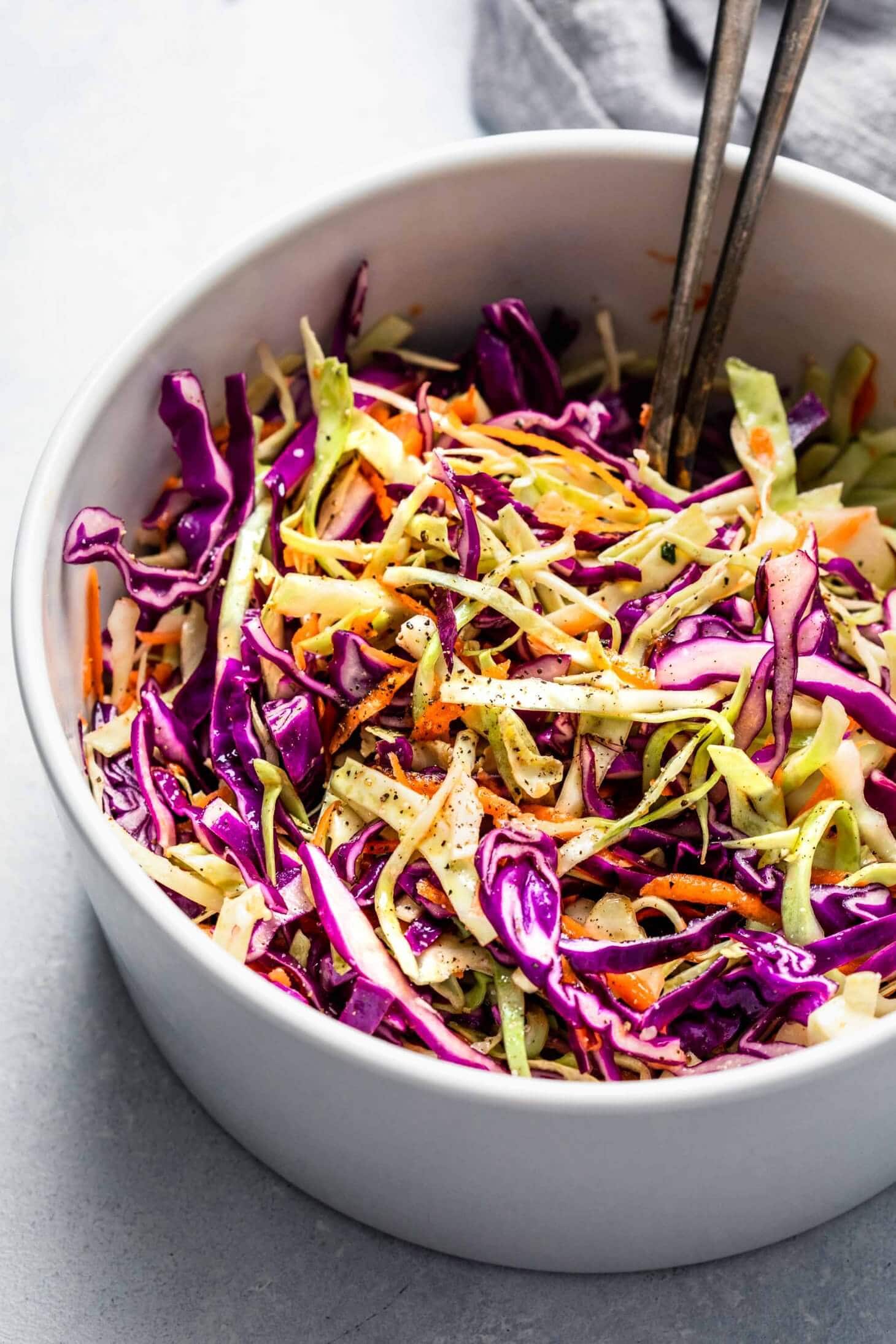 Red Cabbage Coleslaw with No Mayo (Quick + Easy)
