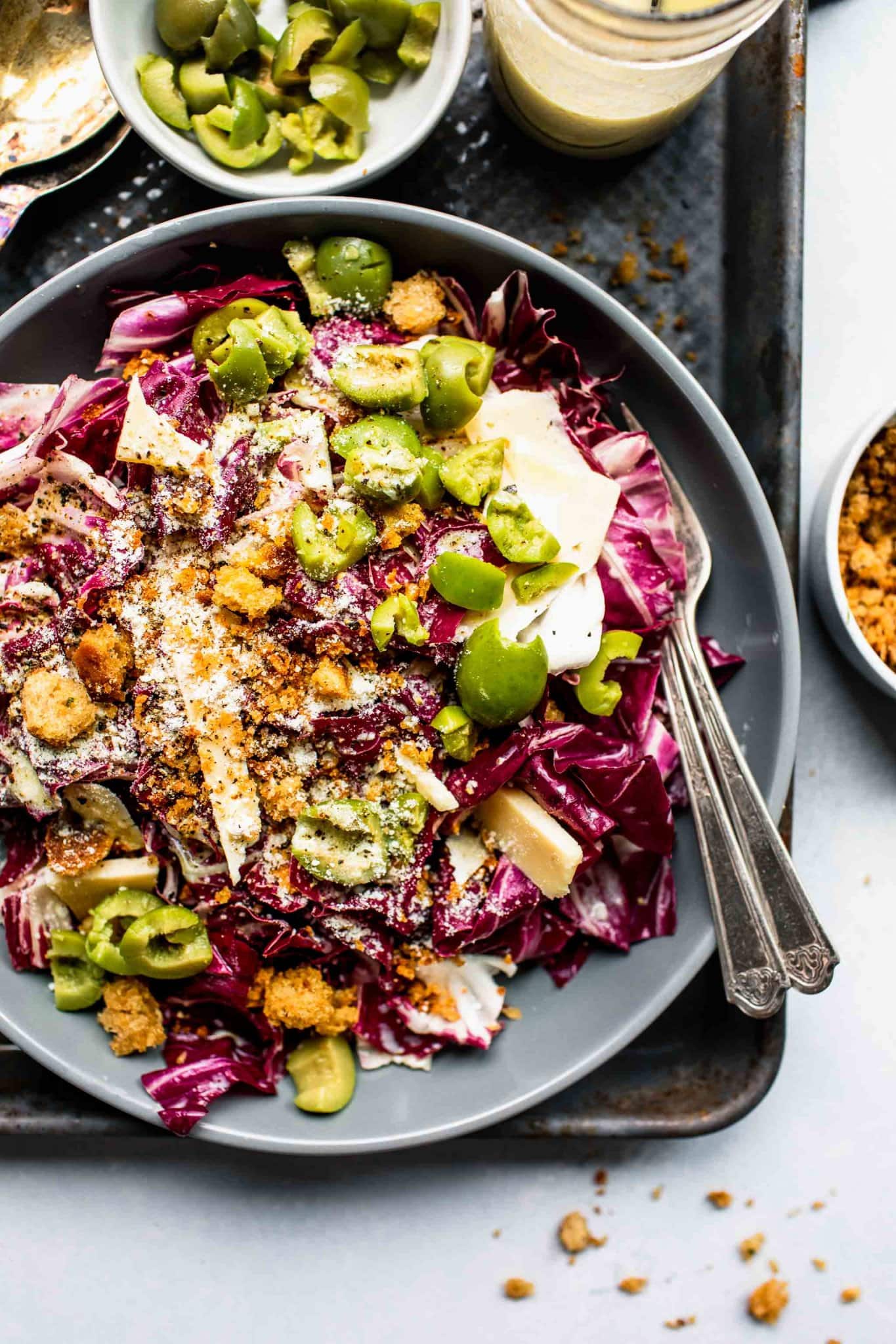 Italian Radicchio Salad with Parmesan & Olives