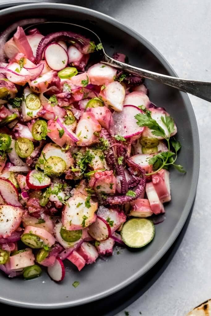 Easy Octopus Ceviche Recipe (Ceviche de Pulpo) - Platings + Pairings
