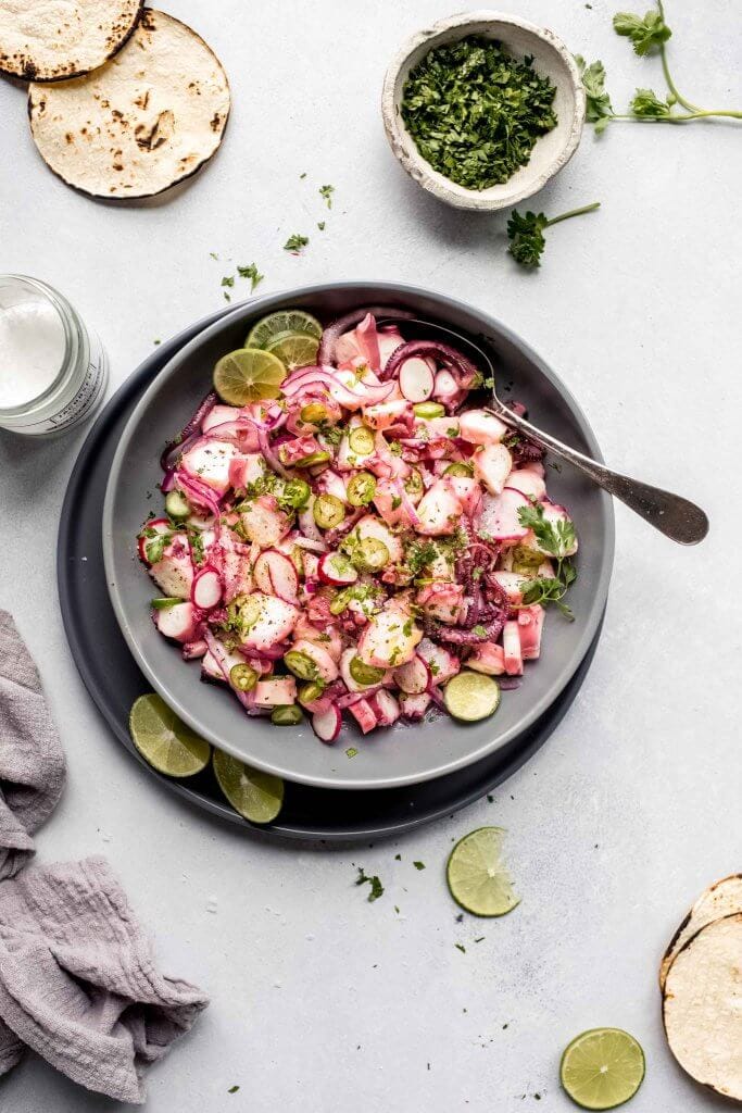 Easy Octopus Ceviche Recipe (Ceviche de Pulpo) - Platings + Pairings