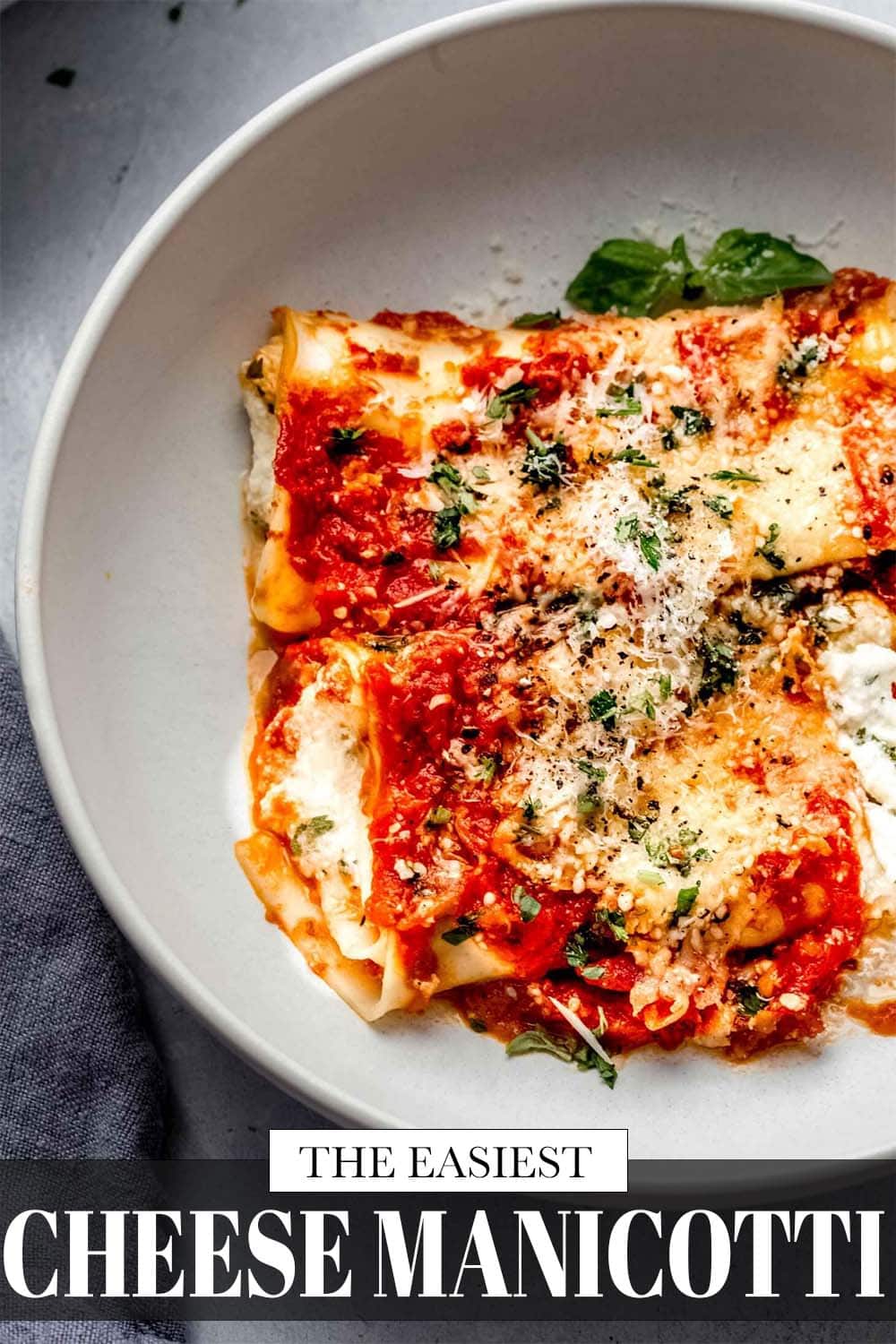 Cheese Manicotti with Lasagna Noodles (Easy Recipe)