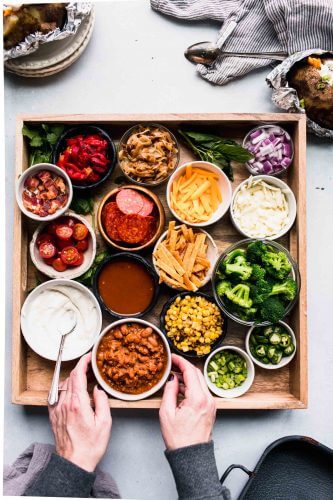 Baked Potato Bar with 25+ Topping Ideas!