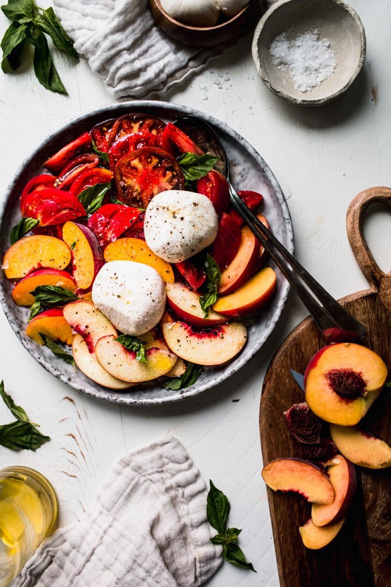 Peach Caprese Salad - Platings + Pairings