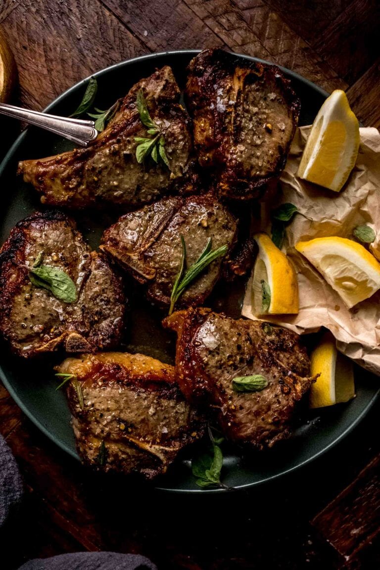 Perfect Oven Broiled Lamb Chops with Mint Mustard Sauce