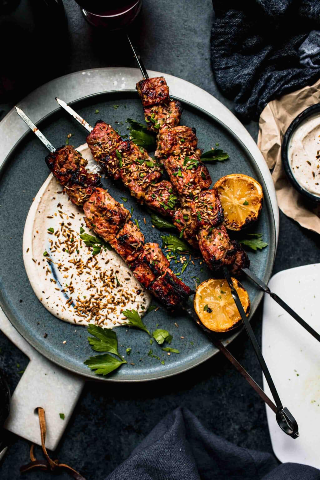 Lamb Kebabs with Creamy Sesame Sauce