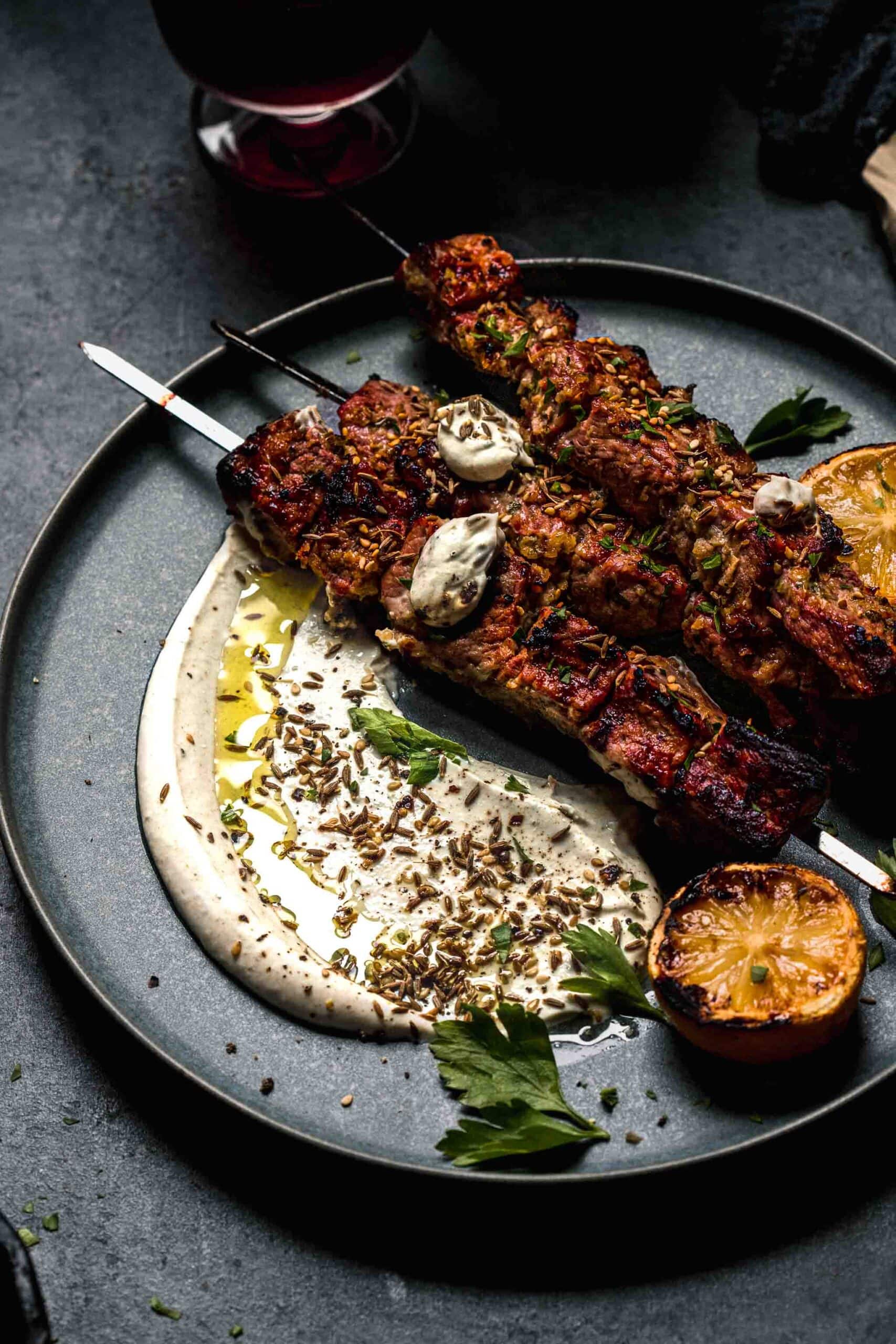 Lamb Kebabs with Creamy Sesame Sauce
