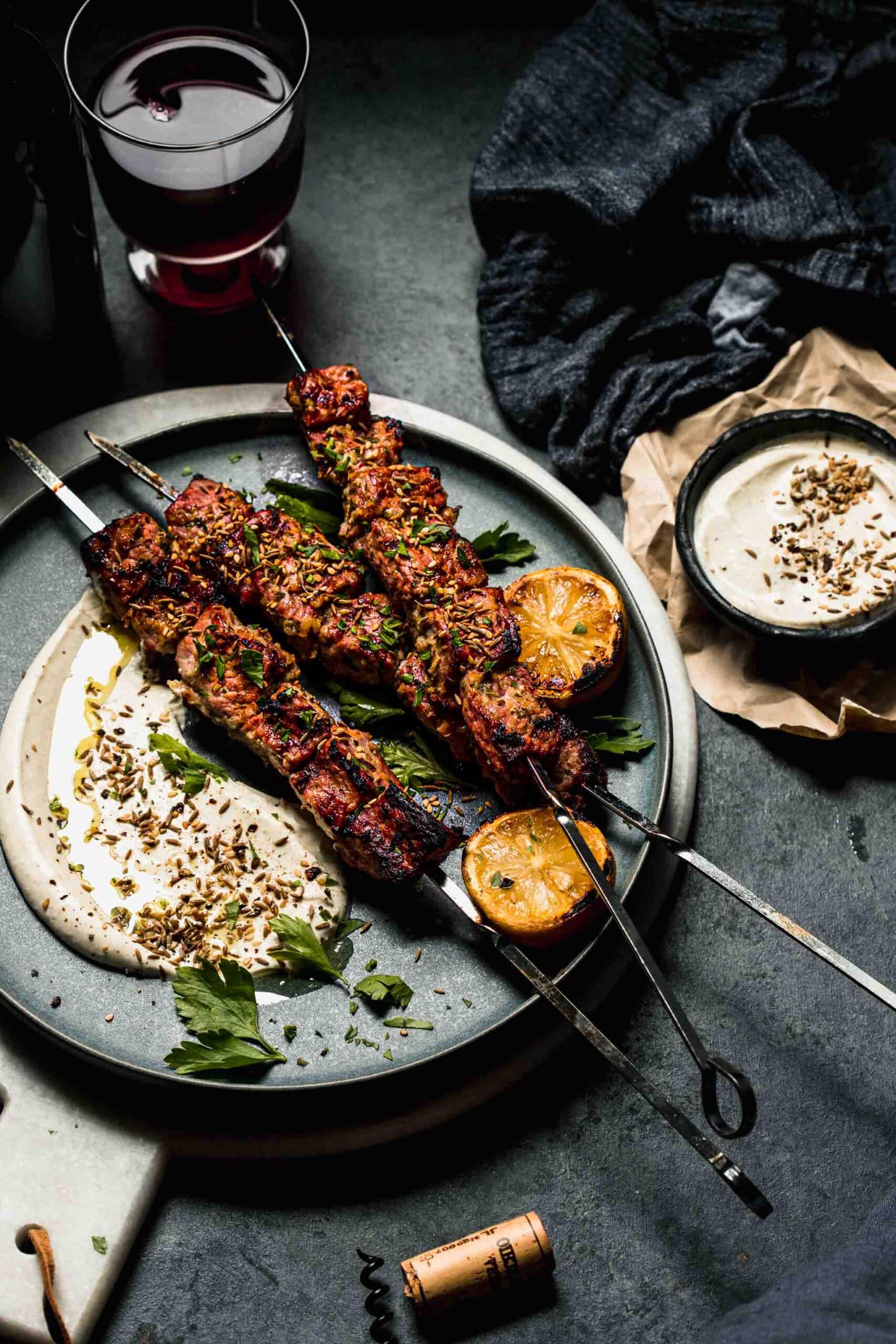 Lamb Kebabs with Creamy Sesame Sauce