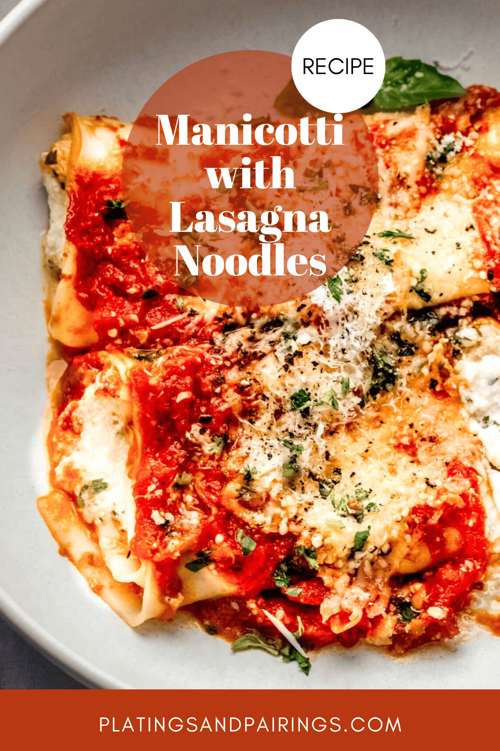 Cheese Manicotti with Lasagna Noodles (Easy Recipe)