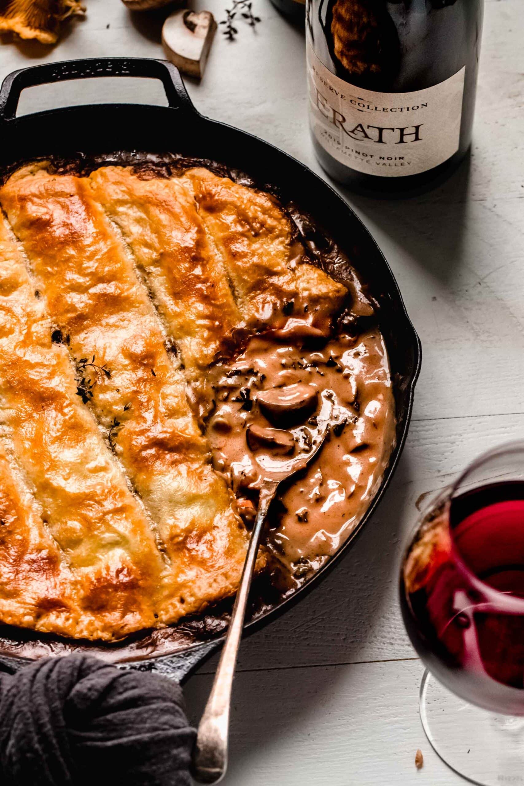 Creamy Mushroom Pot Pie with the Easiest Puff Pastry Crust!