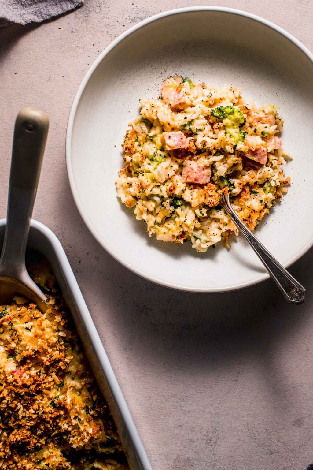 EASY Leftover Ham Casserole with Rice, Broccoli & Cheese