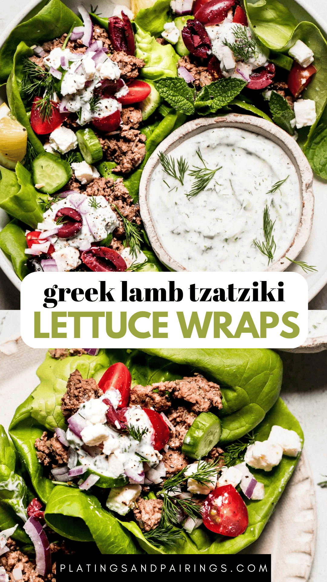 Greek Lamb Lettuce Wraps with Tzatziki