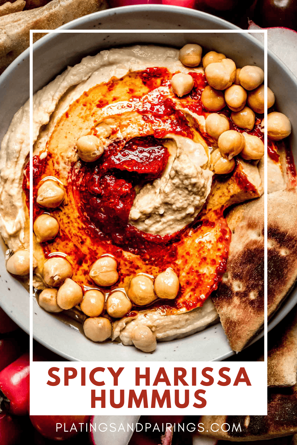 Spicy Harissa Hummus (Easy Recipe!) - Platings + Pairings