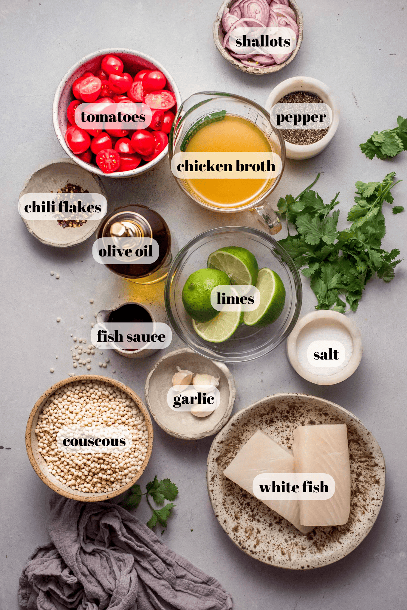 Tomato Poached Fish with Chile Oil + Herbs