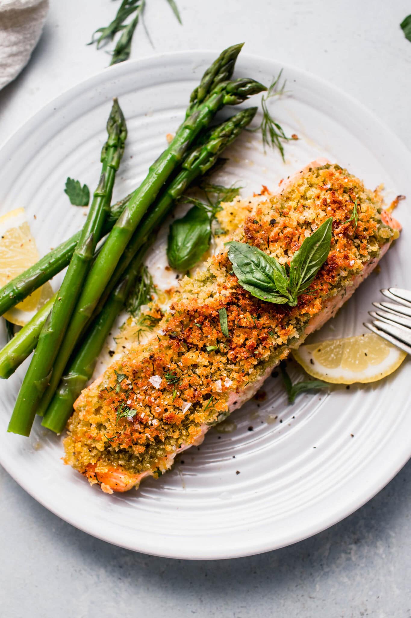 Pesto Panko Crusted Salmon