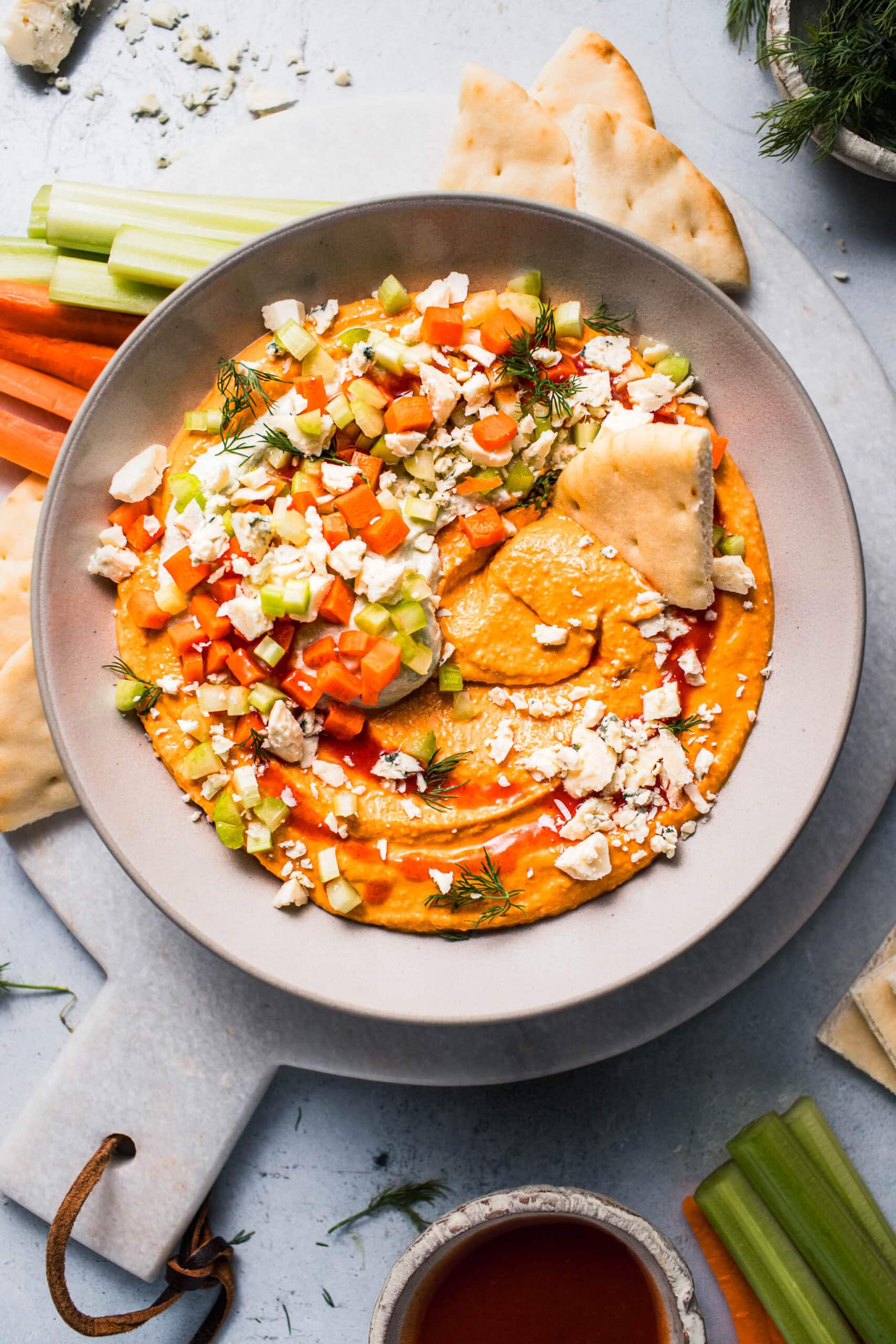 Buffalo Hummus Dip Recipe (Easy + Spicy)