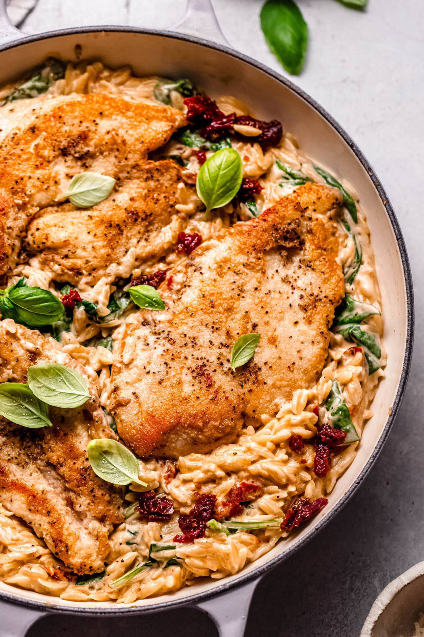 Sun Dried Tomato Chicken Orzo - Platings + Pairings
