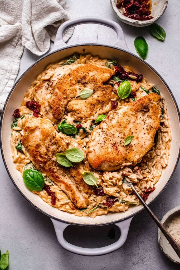 Chicken Mushroom Orzo Skillet (30-Minute Recipe!) - Platings + Pairings