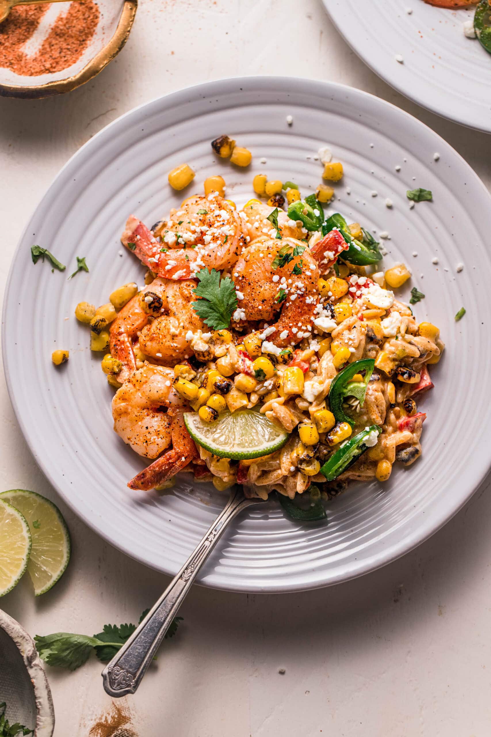Shrimp Street Corn Orzo Skillet - Platings + Pairings