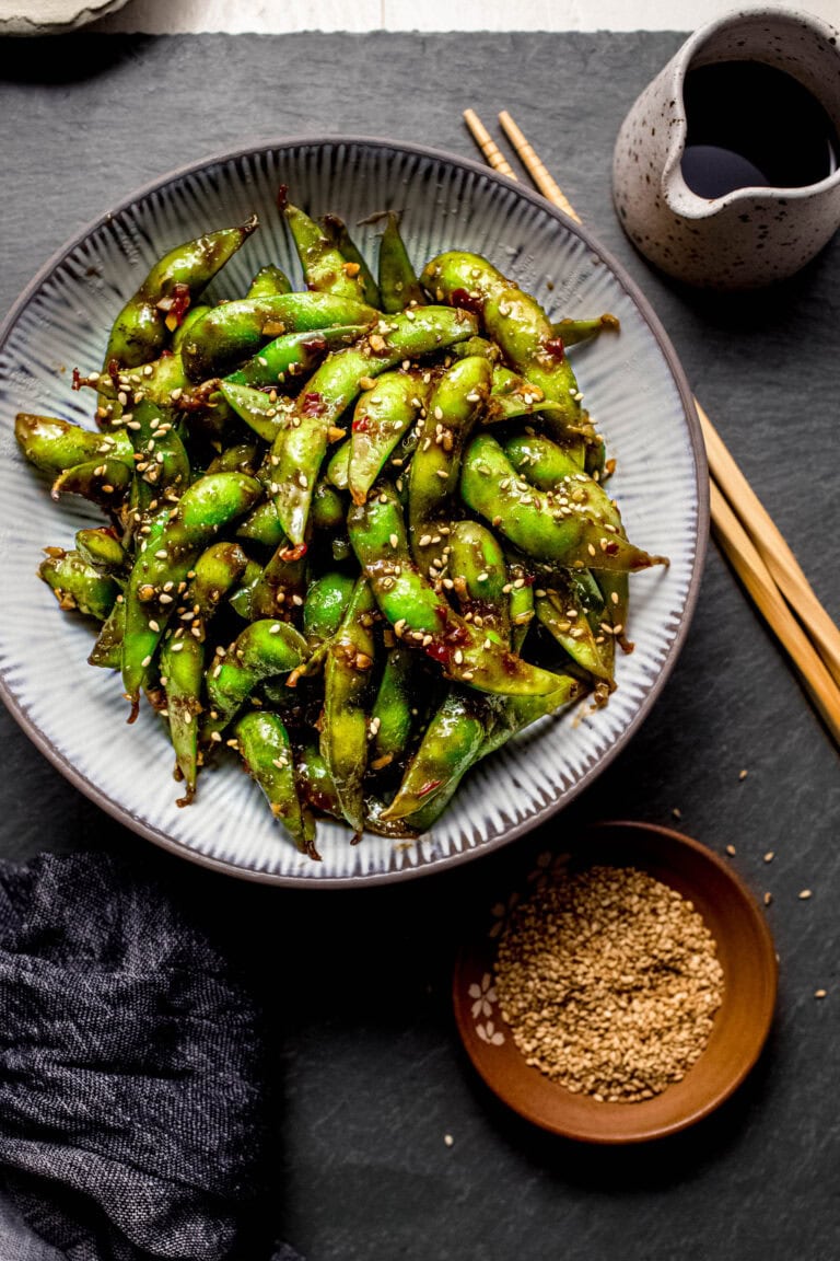 The BEST Chili-Garlic Spicy Edamame (Easy Recipe!)