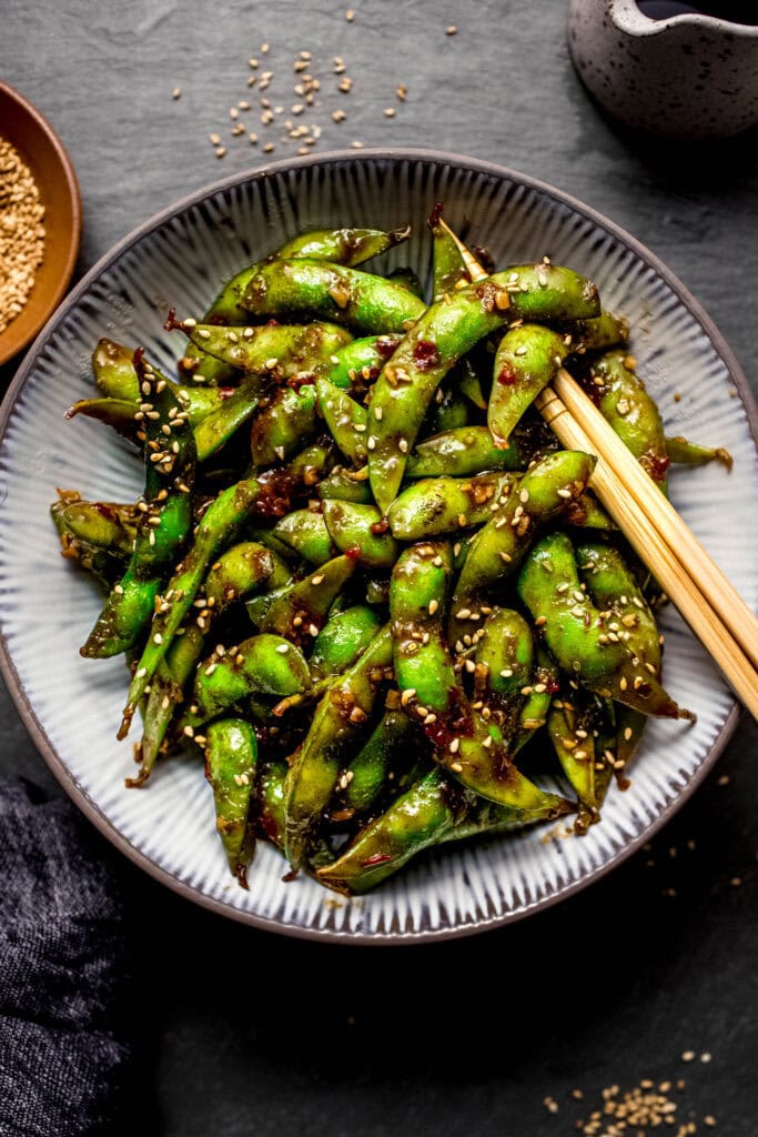 The BEST Chili-Garlic Spicy Edamame (Easy Recipe!)