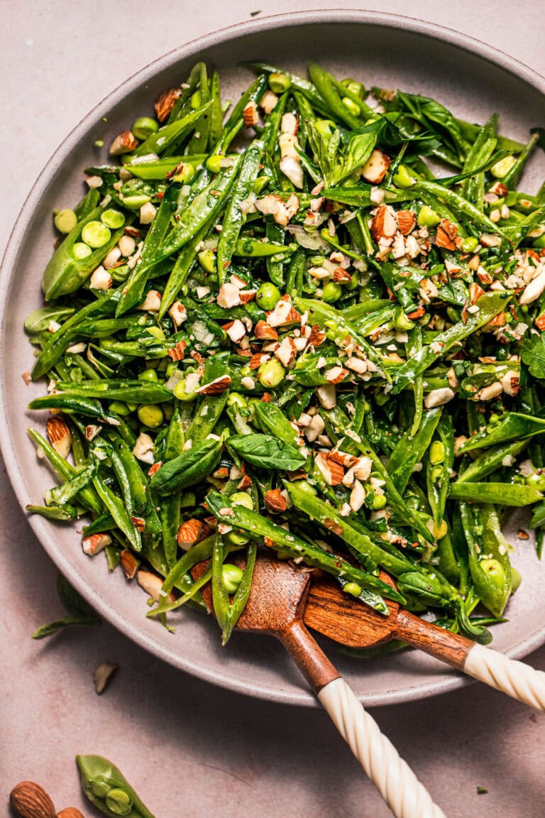 Snap Pea Salad With Tangy Lemon Vinaigrette Crunchy Almonds