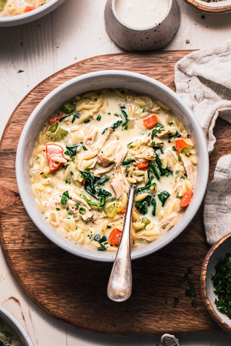Creamy Chicken Orzo Soup - Platings + Pairings