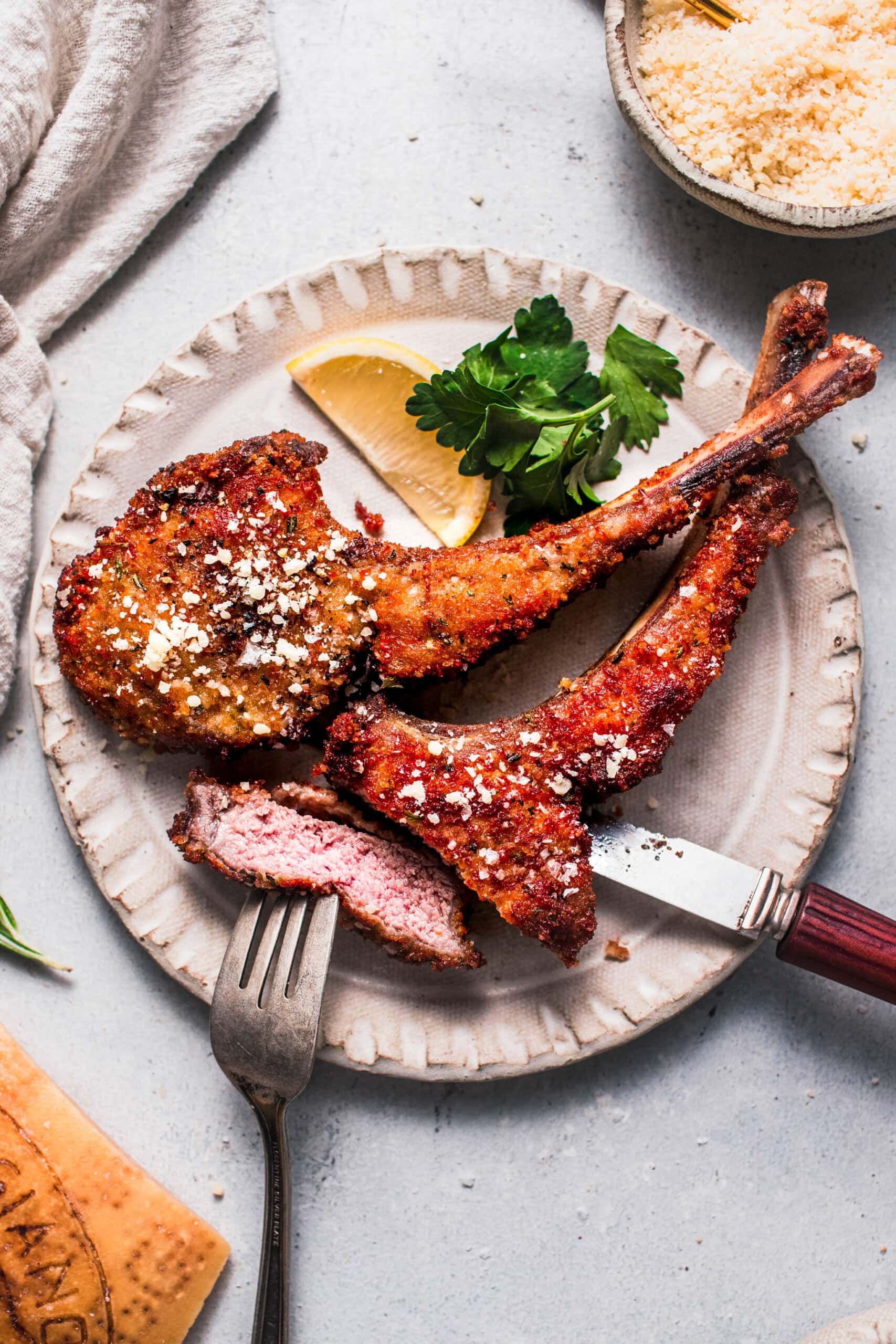 Parmesan Crusted Lamb Chops - Platings + Pairings