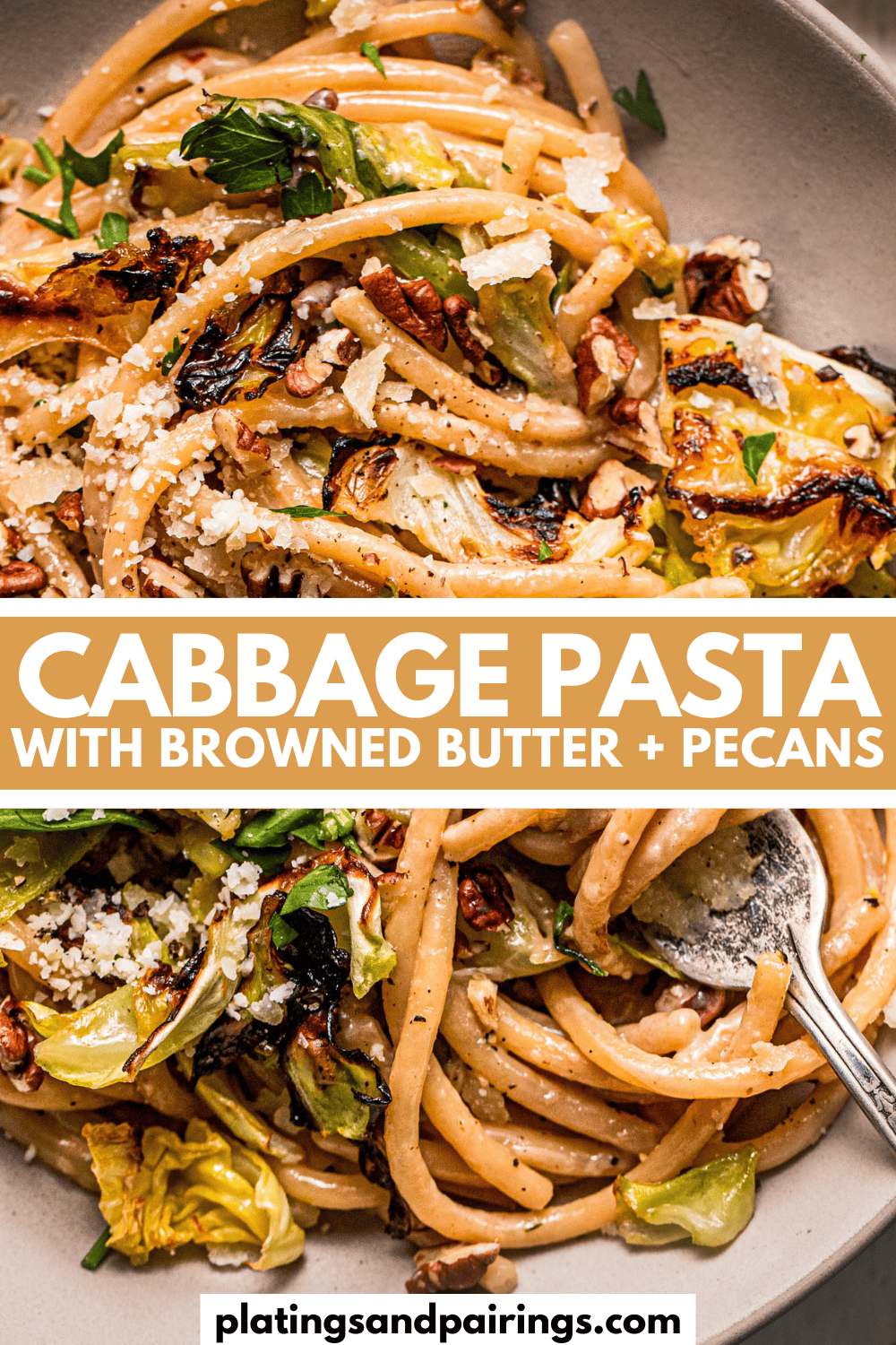 Caramelized Cabbage Pasta with Pecans