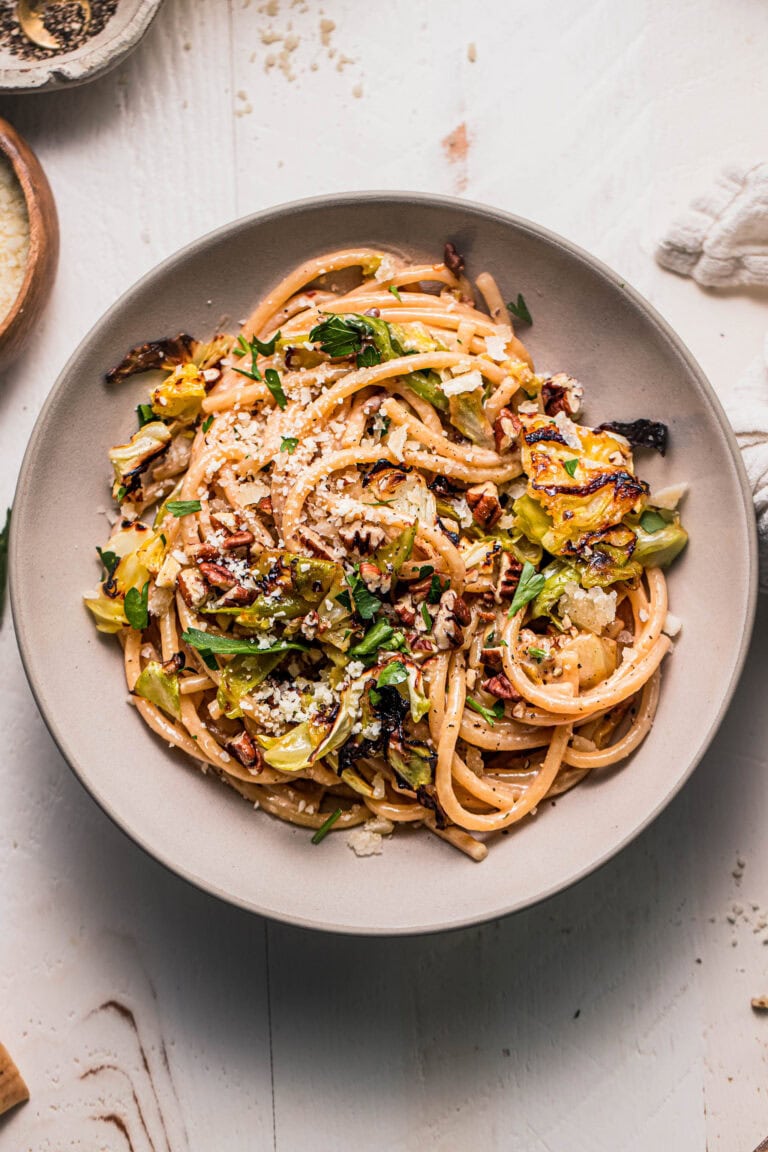 Caramelized Cabbage Pasta with Pecans