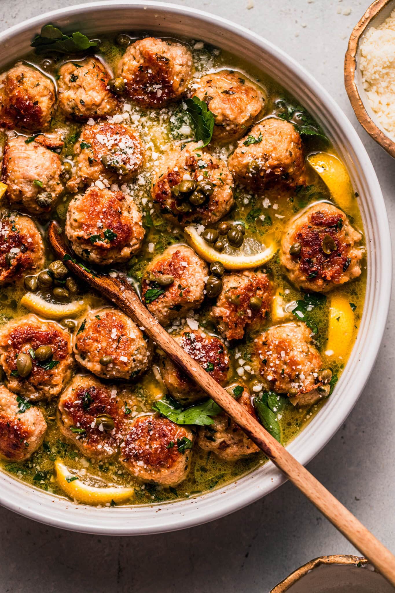 Easy Chicken Piccata Meatballs with Lemon Butter Sauce