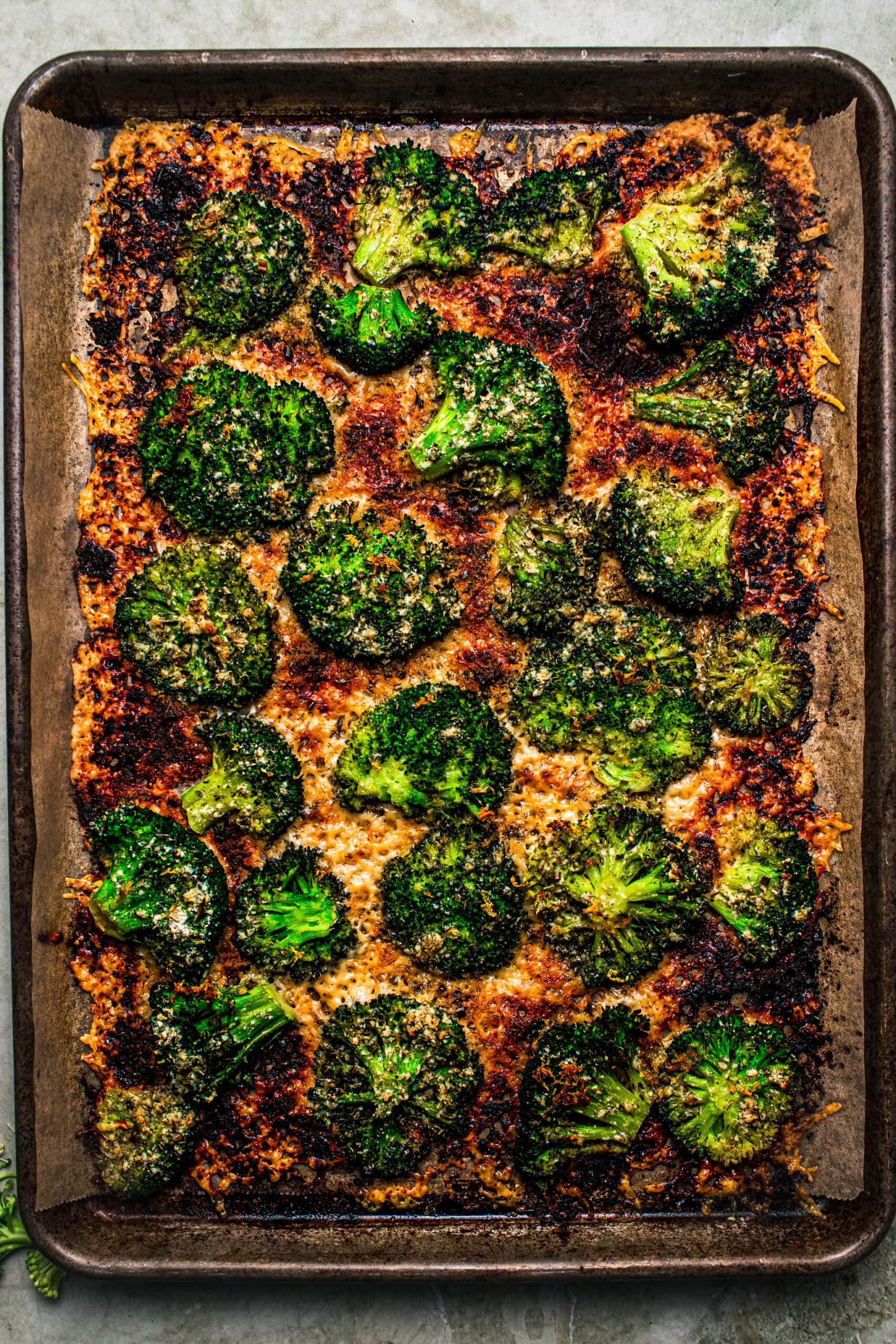 Crispy Smashed Broccoli with Parmesan + Sriracha Ranch
